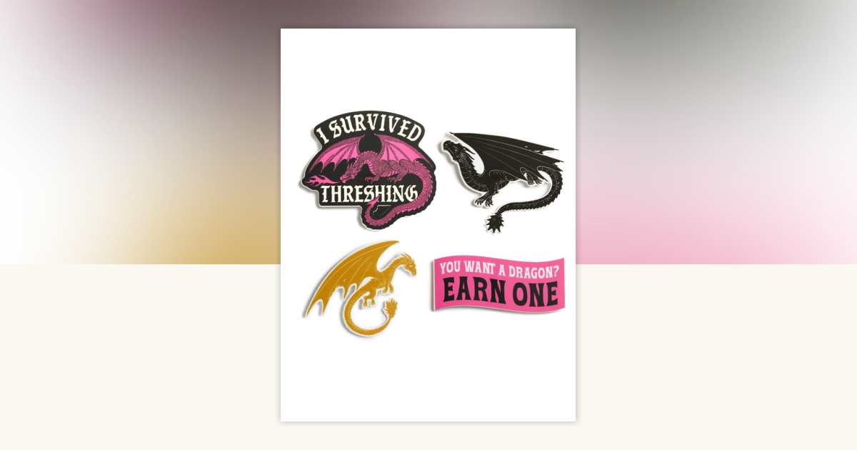 Fourth Wing: I Survived Threshing Stickers - Sticker Set of 4 by Out of ...