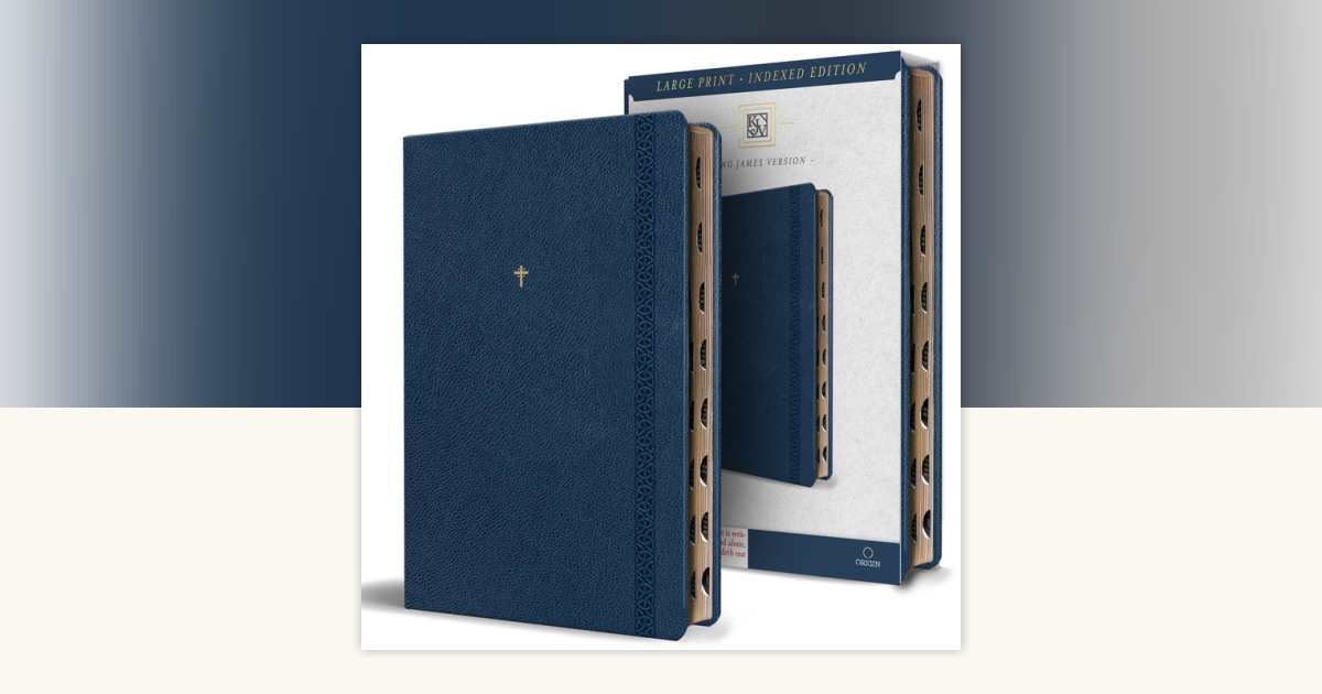 KJV Holy Bible, Large Print Handy Size Format, Blue Premium Imitation ...